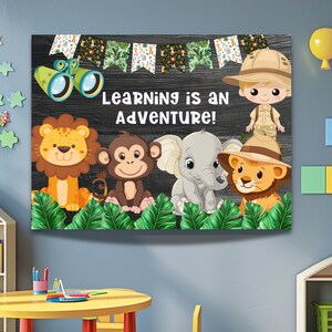 Safari Jungle Theme Bulletin Board Decor Set Kindergarten Classroom ...