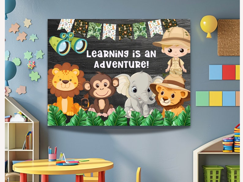 Safari Jungle Theme Bulletin Board Decor Set Kindergarten Classroom ...
