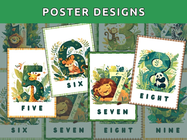 Jungle Safari Number Posters 1-10 | Printable Classroom Wall Decor ...
