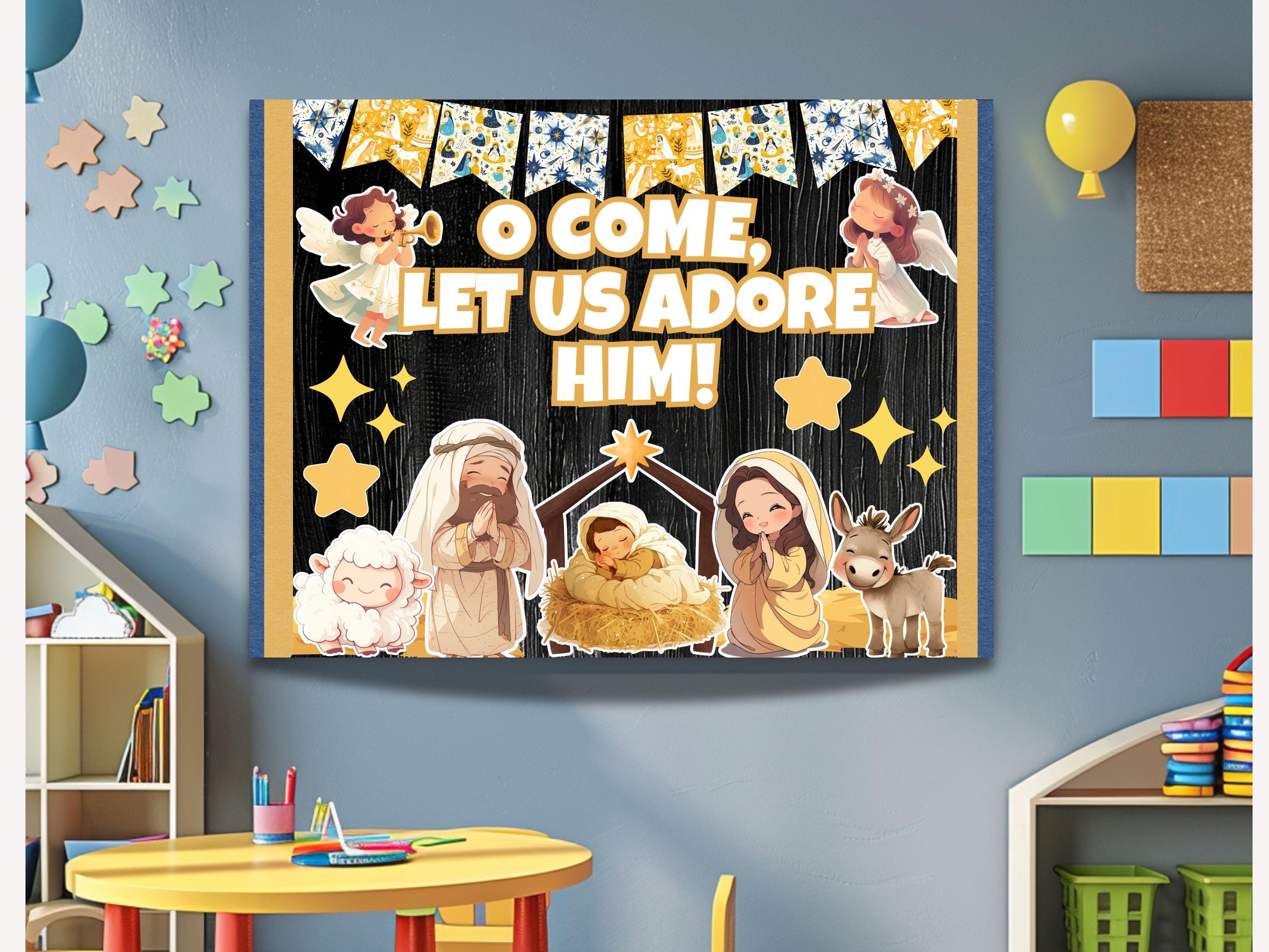 Christmas Bulletin Board Kit, Christian Classroom Decor, Nativity ...
