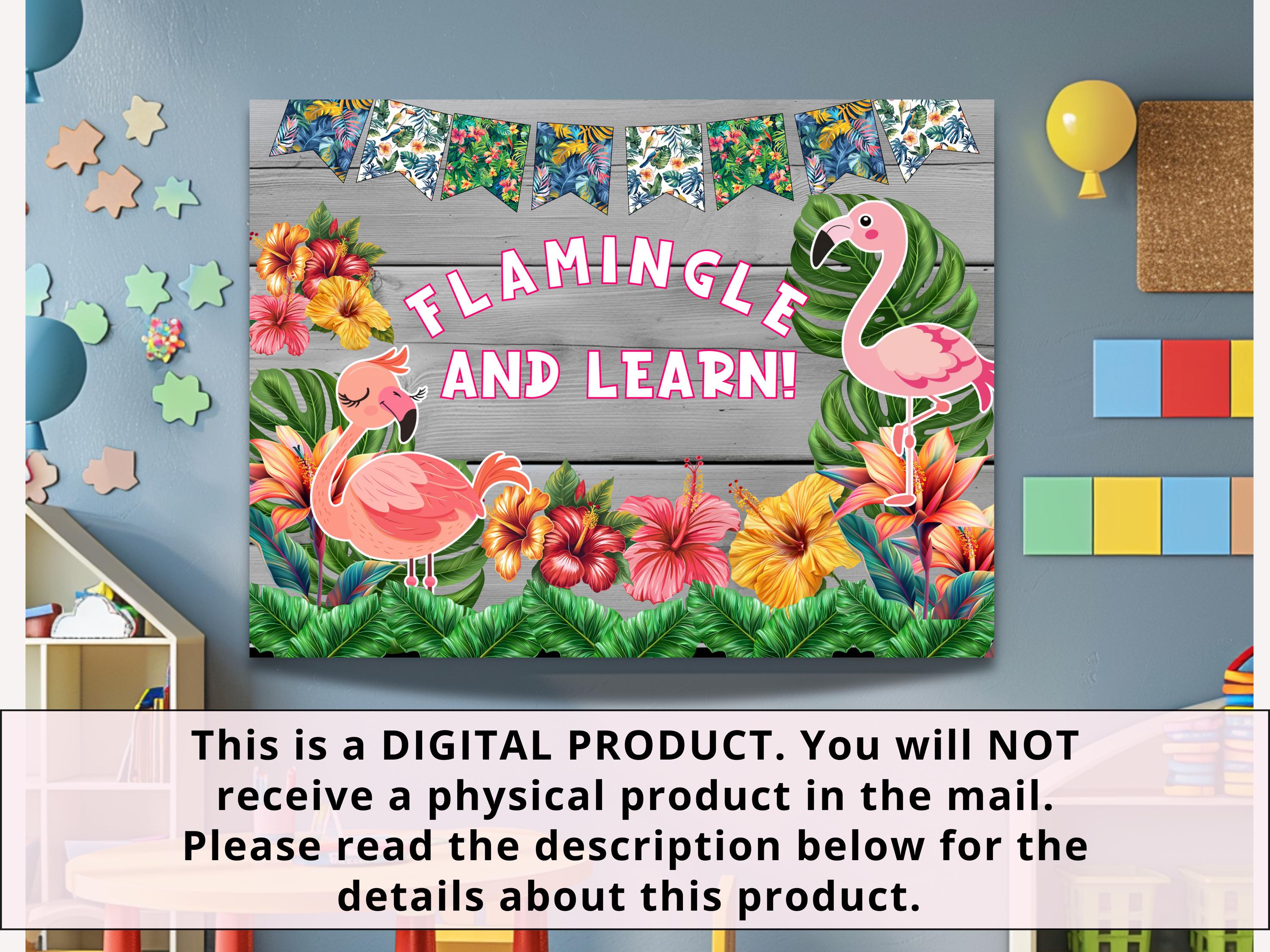 Flamingo Theme Bulletin Board Kit Kindergarten Classroom Decor Set Back ...