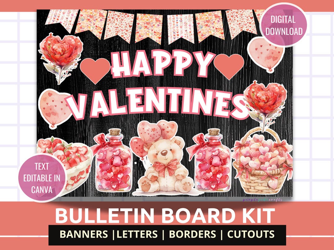 Valentines Bulletin Board Kit Love is in the Air Theme Happy Valentines ...