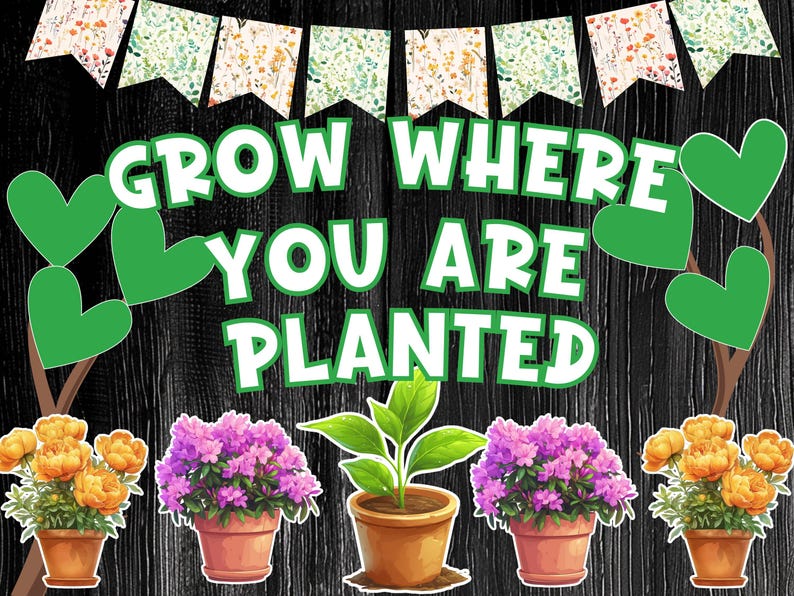 Christian Bulletin Board Kit Grow Where You’re Planted Spring Faith ...