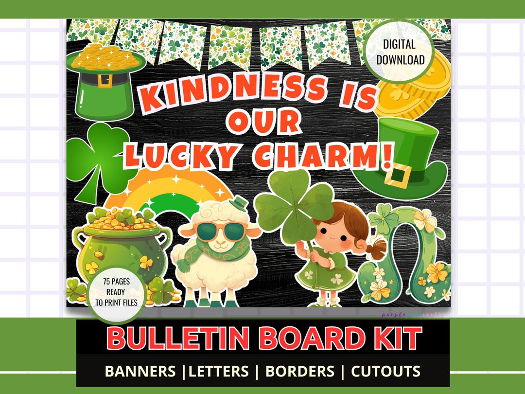 St. Patrick's Bulletin Board Kit: Kindness is Our Lucky Charm Bulletin ...