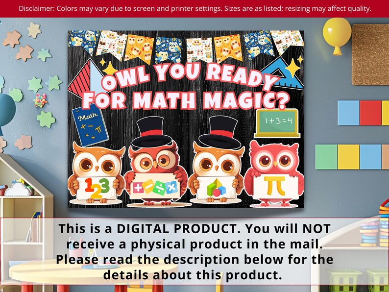 Printable Math Bulletin Board Kit for Classroom Math Magic – Owl-themed ...