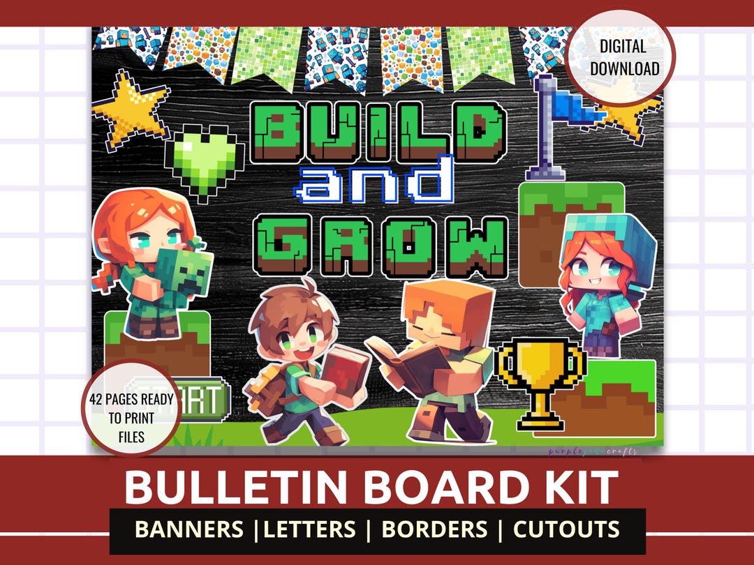Gamer Theme Bulletin Board Kit Back to School Pixel Game Theme Back to ...