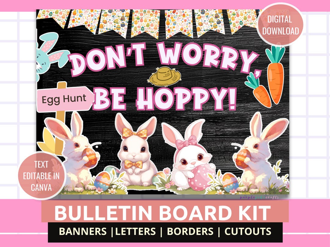 Easter Egg Hunt Decor Bunny Theme Bulletin Board Kit Spring Bulletin ...