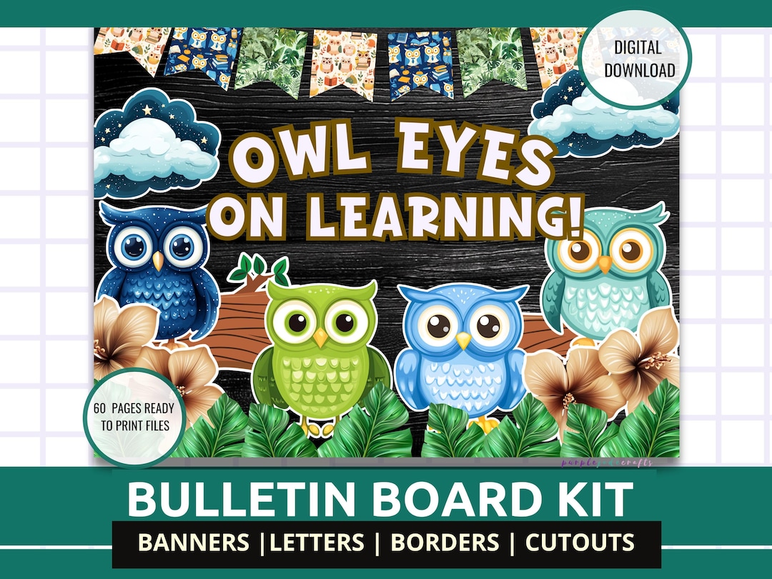 Owl Bulletin Board Kit Printable, Owl Eyes on Learning Classroom Decor ...