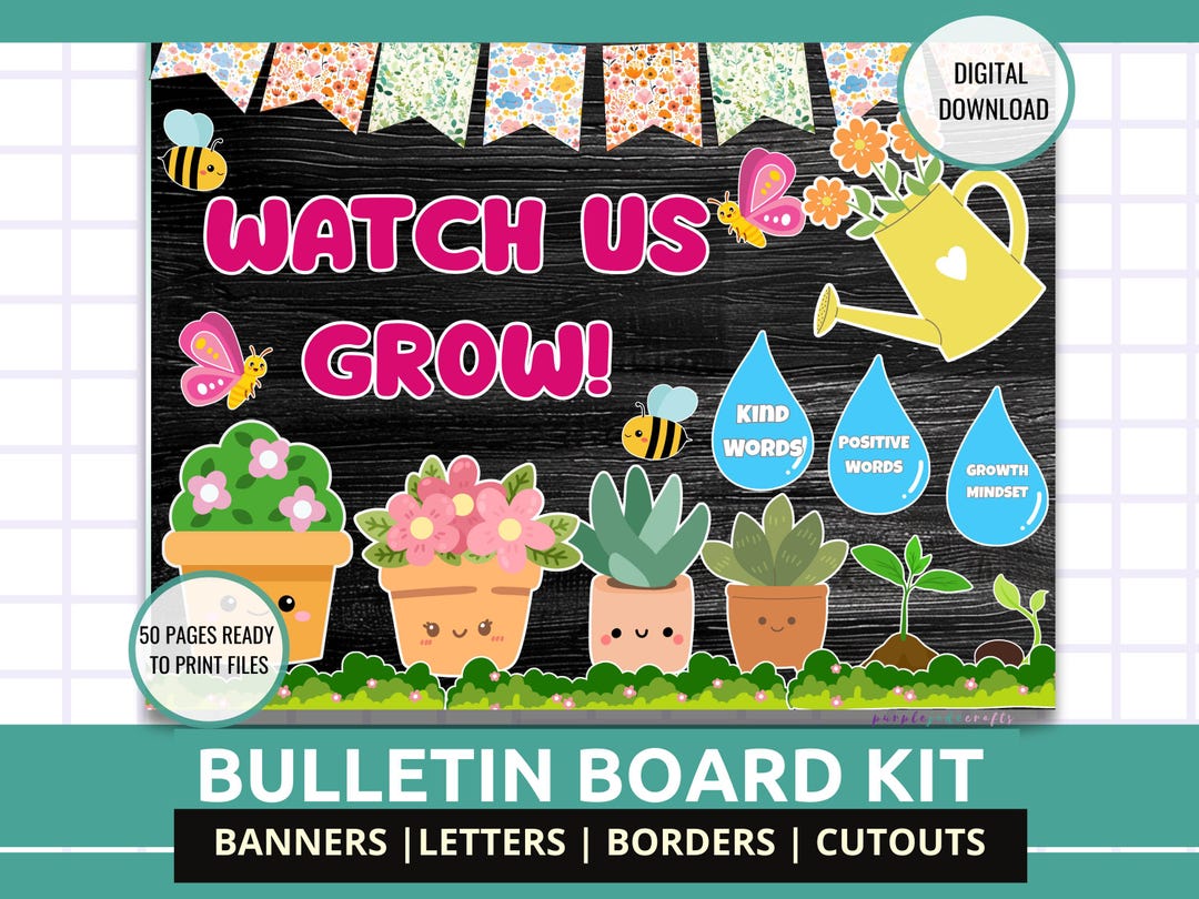 Growth Mindset Bulletin Board Classroom Decor Watch Us Grow Bulletin ...