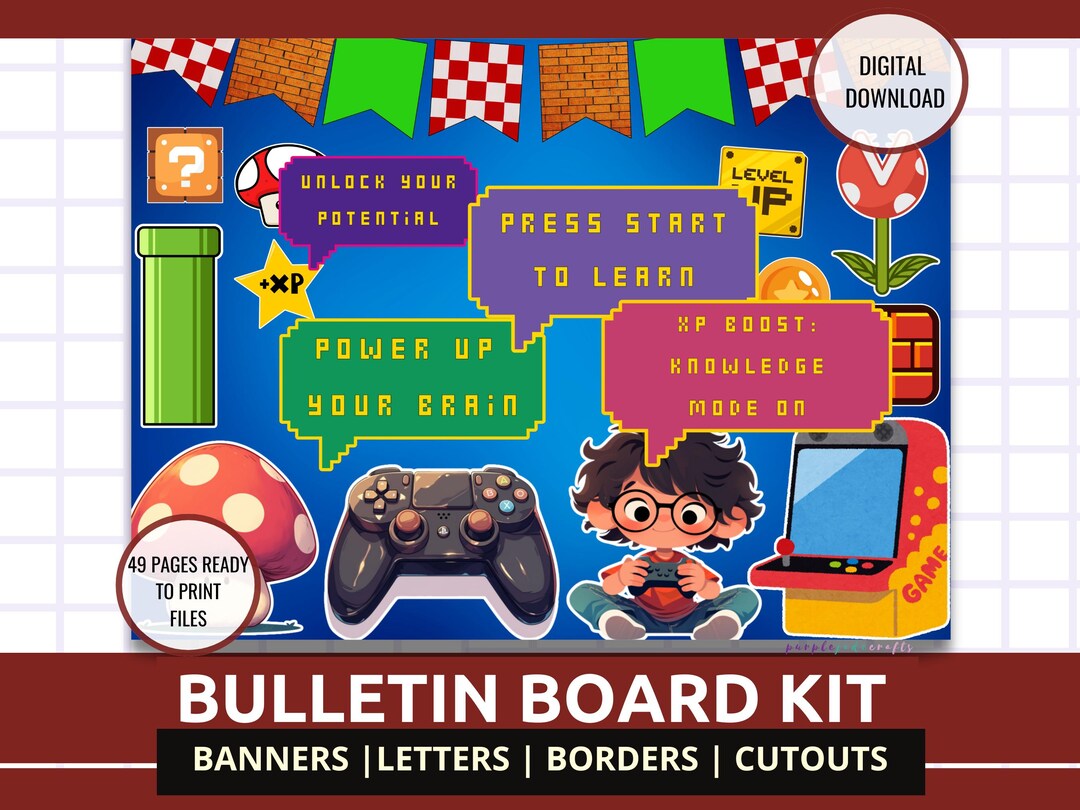 Bulletin Board Kit Gamer Theme Back to School Bulletin Board Gamer ...