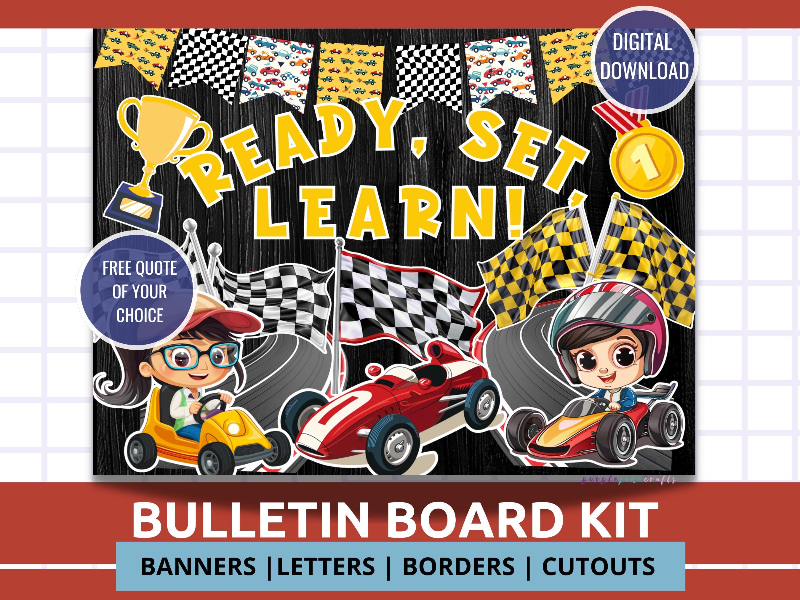Race Car Bulletin Board Kit Back to School Classroom Decor Supplies ...