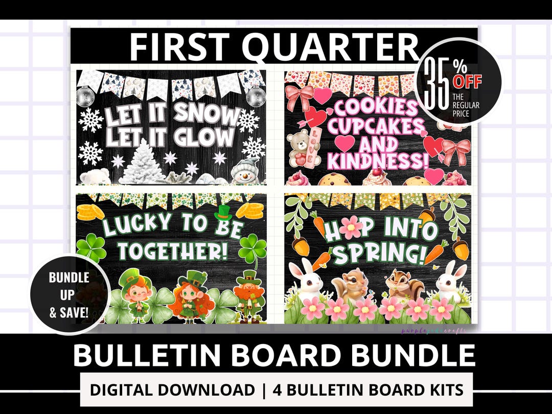 Bulletin Board Kit Bundle Classroom Decor Bundle New Year Valentines ...