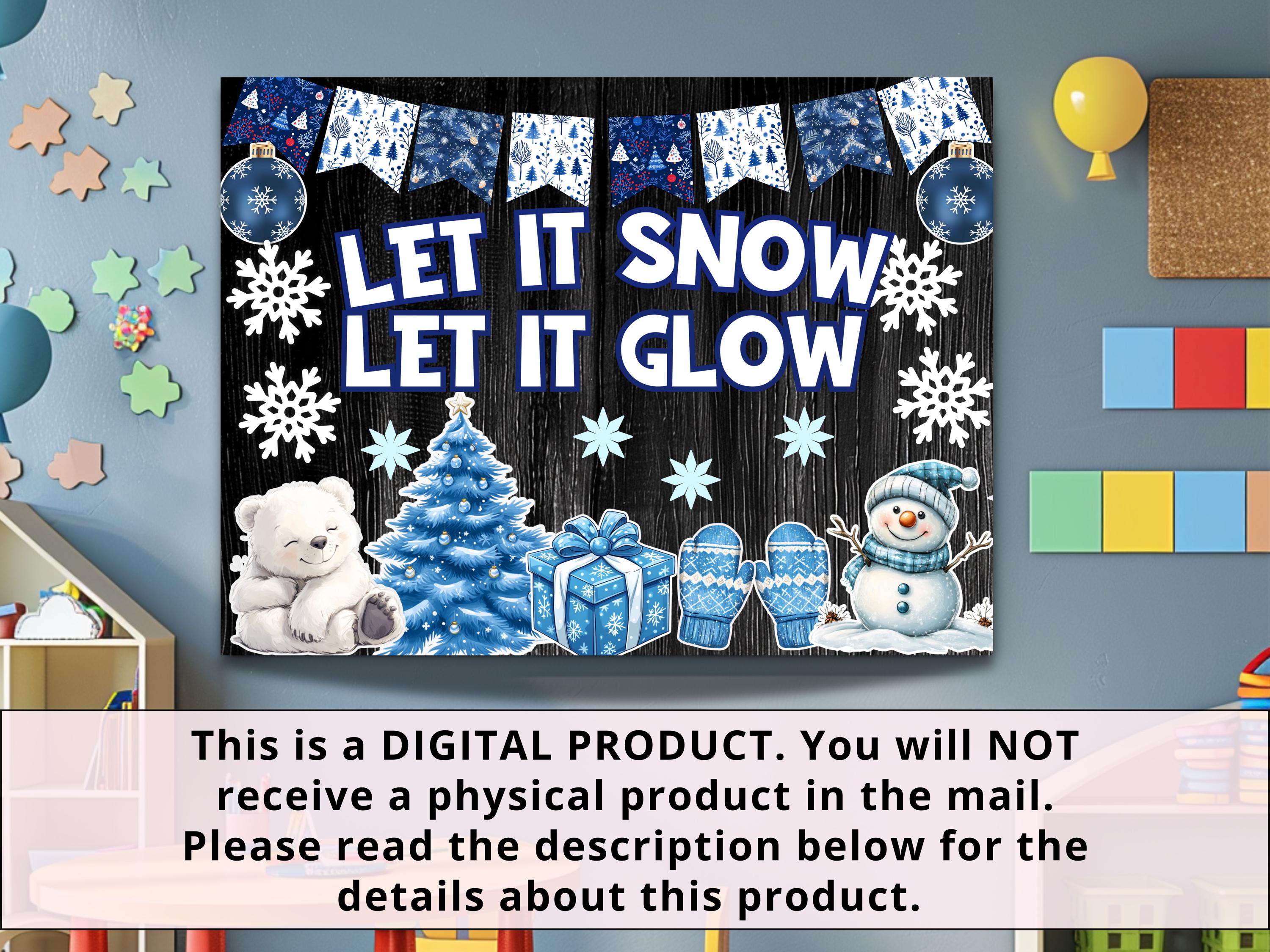 Bulletin Board Kit Blue Themed Christmas Decor Kit Winter Wonderland ...
