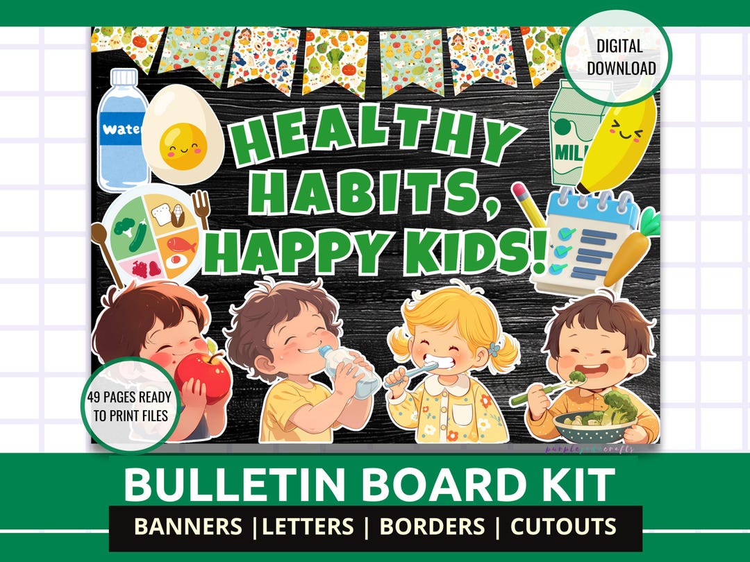 Healthy Habits Bulletin Board Kit: Nutrition Month Classroom Decor ...