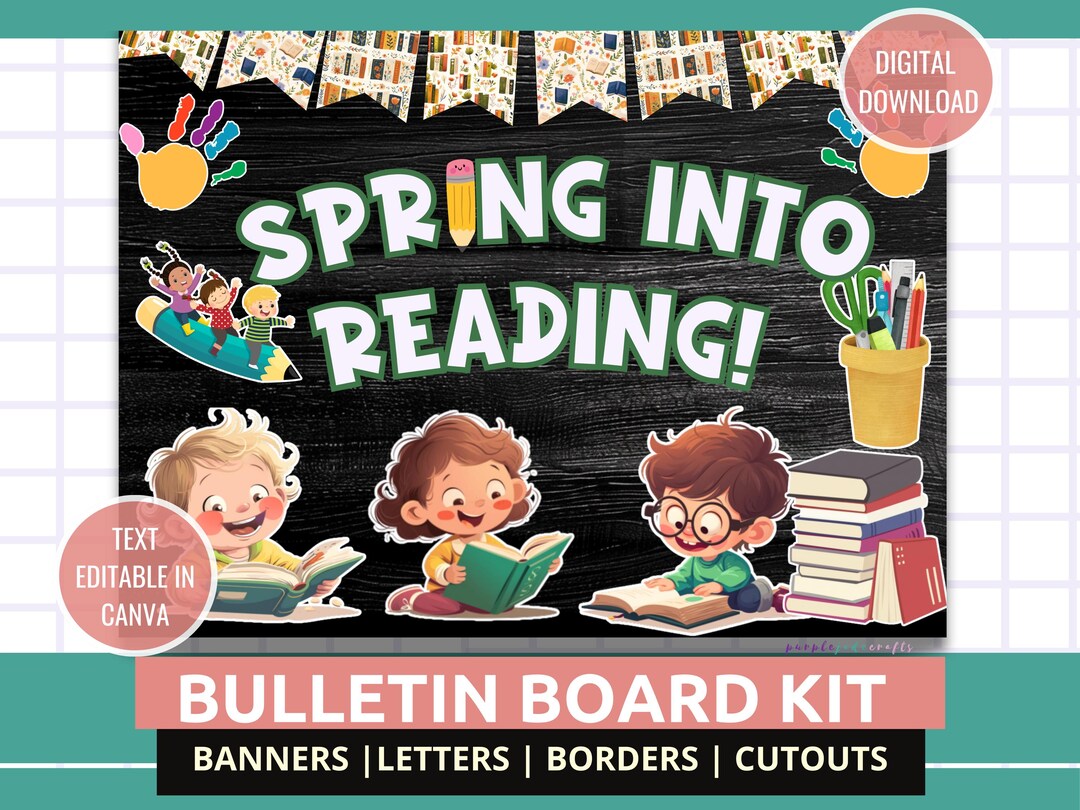 Spring Bulletin Board Kit Reading Theme Colorful Spring Classroom ...