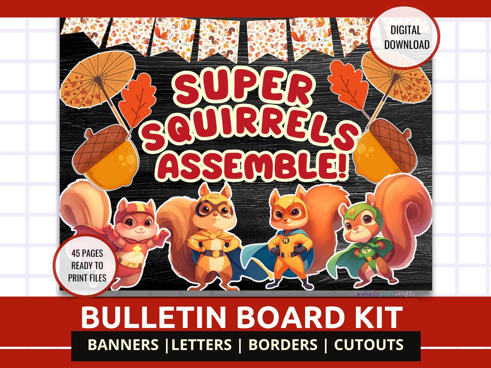 Autumn Squirrel Classroom Decor Fall Superhero Bulletin Board Printable ...