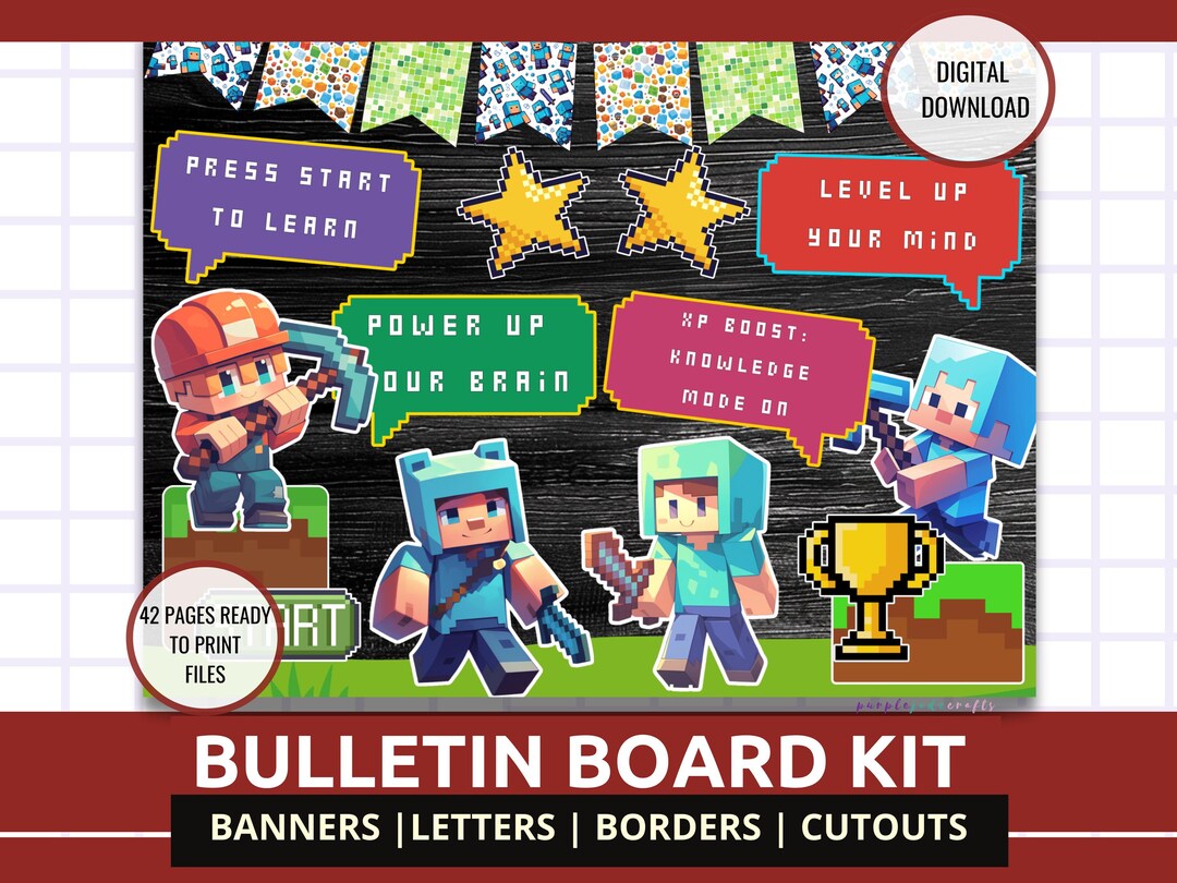 Back to School Gamer Bulletin Pixel Game Style Back to School Bulletin ...