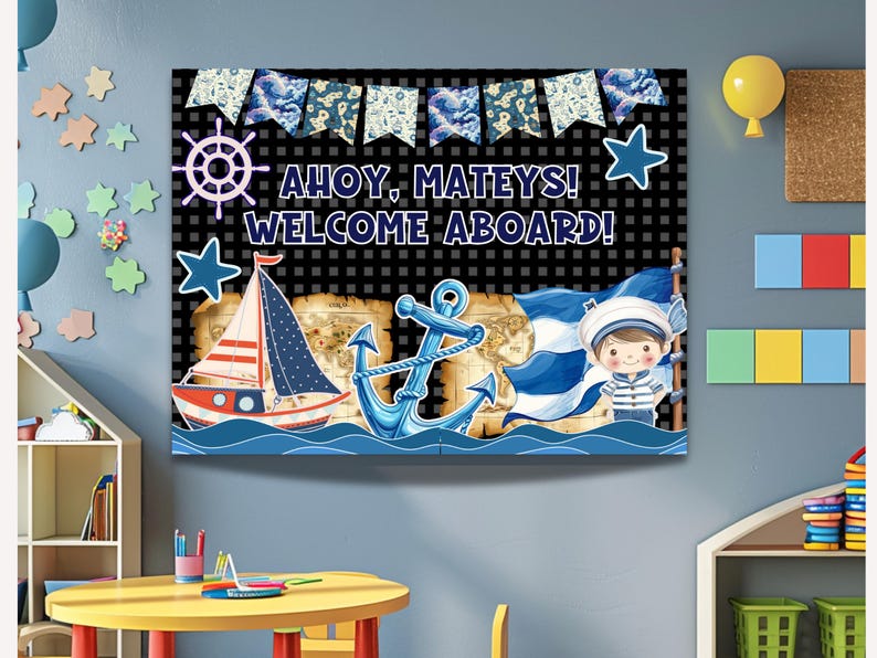 Classroom Bulletin Board Back to School Decor Nautical Theme Welcome ...