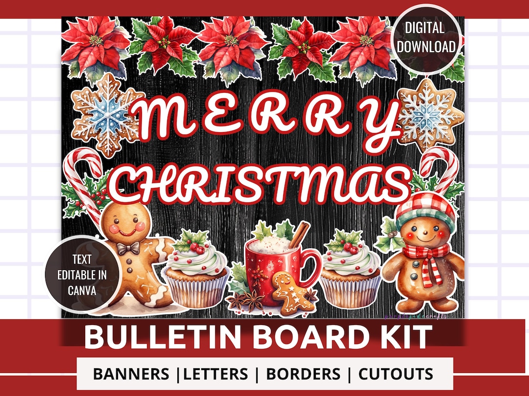Christmas Bulletin Board Kit Gingerbread Theme Holiday Season Bulletin ...