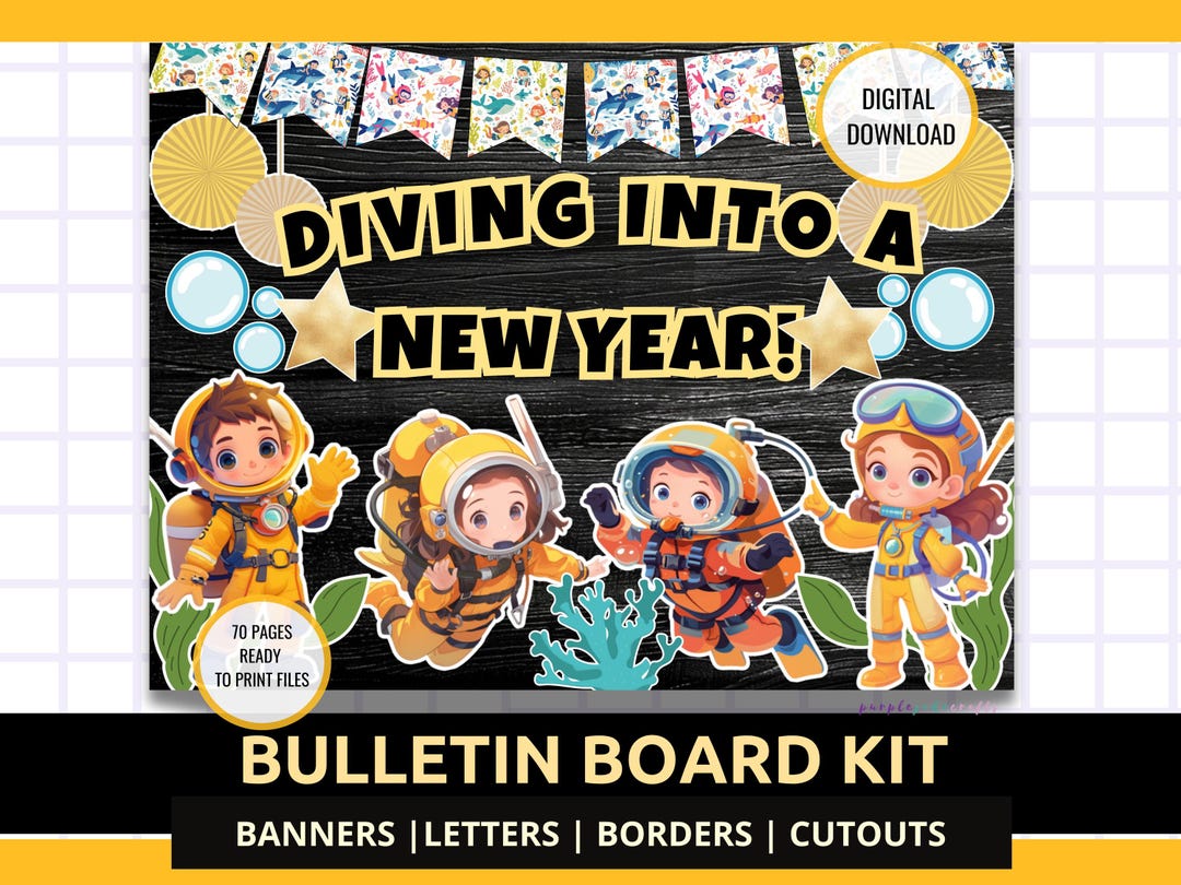 New Year Bulletin Board Kit, Under the Sea Theme New Year Classroom ...