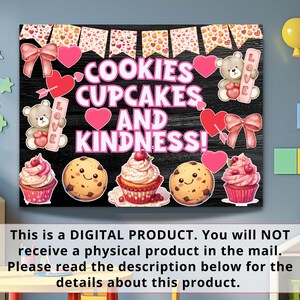 Valentines Bulletin Board Kit Cupcake and Kindness Theme Valentines ...