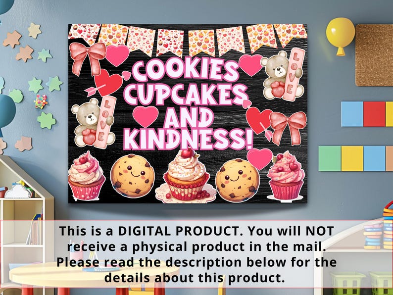 Valentines Bulletin Board Kit Cupcake and Kindness Theme Valentines ...