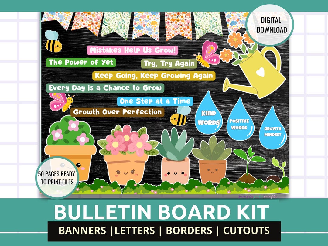 Bulletin Board Kit Growth Mindset Bulletin Board Classroom Decor Watch ...