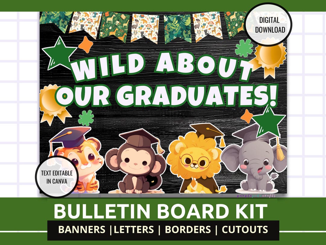 Graduation Bulletin Board Kit Jungle Safari Theme Bulletin End of ...
