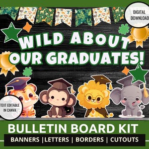 Graduation Bulletin Board Kit Jungle Safari Theme Bulletin End of ...