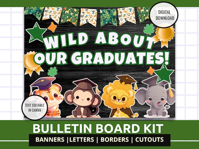 Graduation Bulletin Board Kit Jungle Safari Theme Bulletin End of ...