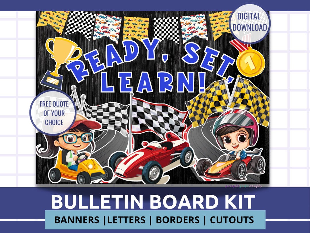 Race Car Theme Bulletin Board Kit Elementary Preschool Back to School ...