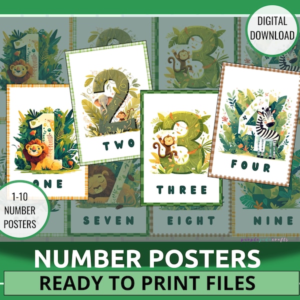 Number Safari Poster - Etsy