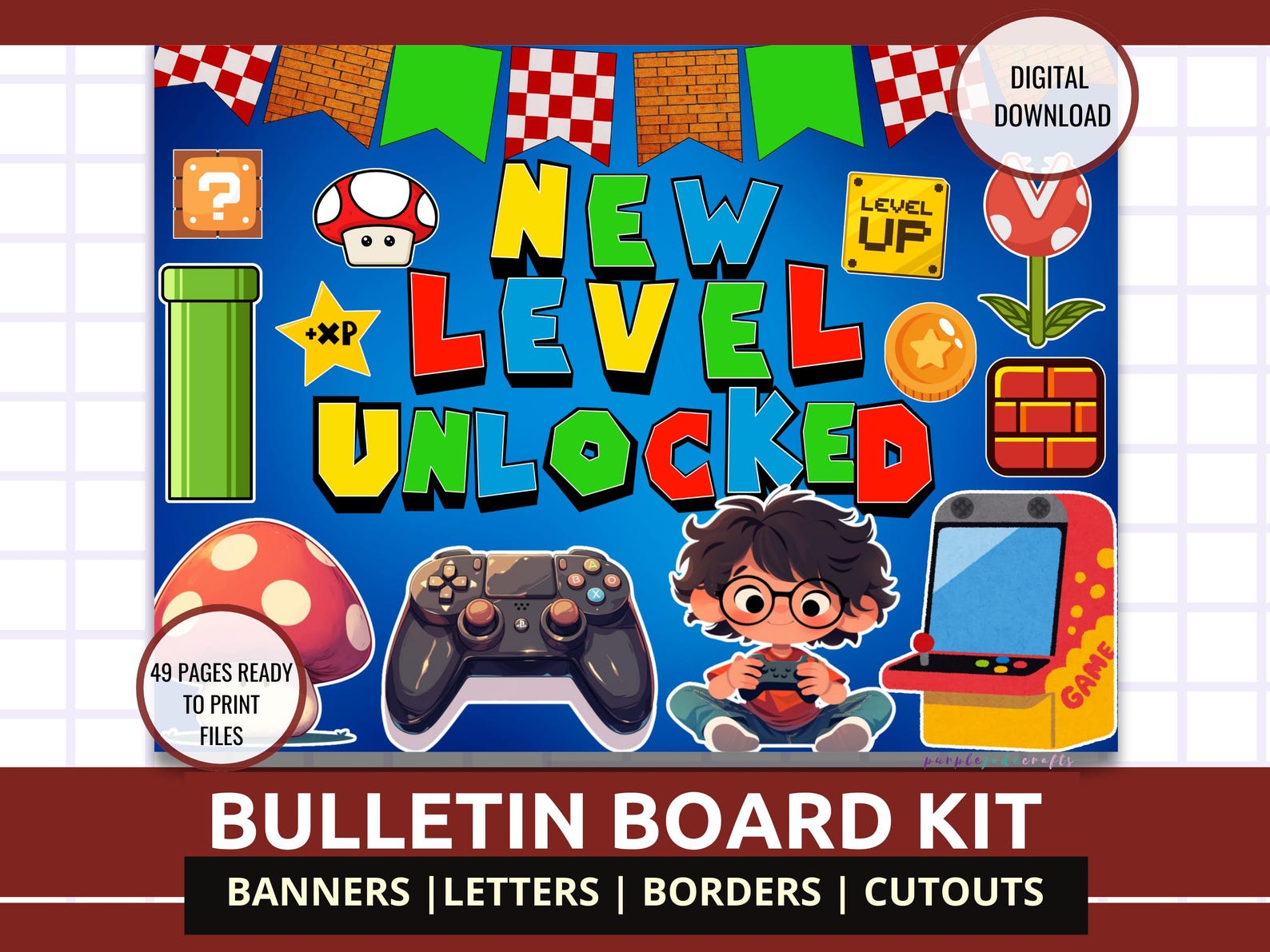 Gamer Theme Bulletin Board Kit Back to School Bulletin Board Gamer ...