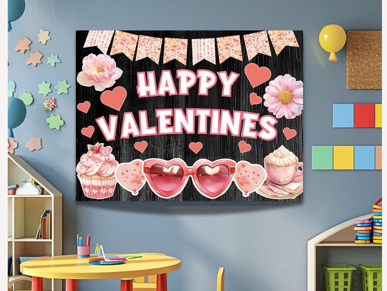 Valentines Bulletin Board Kit Love is in the Air Theme Feminine Theme ...