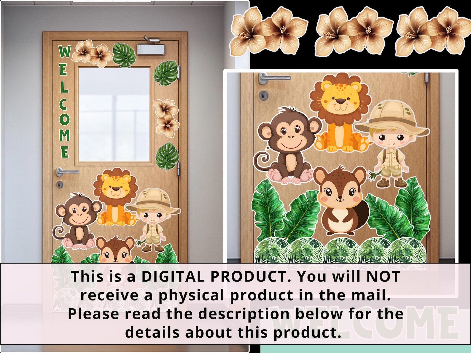 Jungle Safari Theme Welcome Classroom Door Sign Classroom Door Display ...