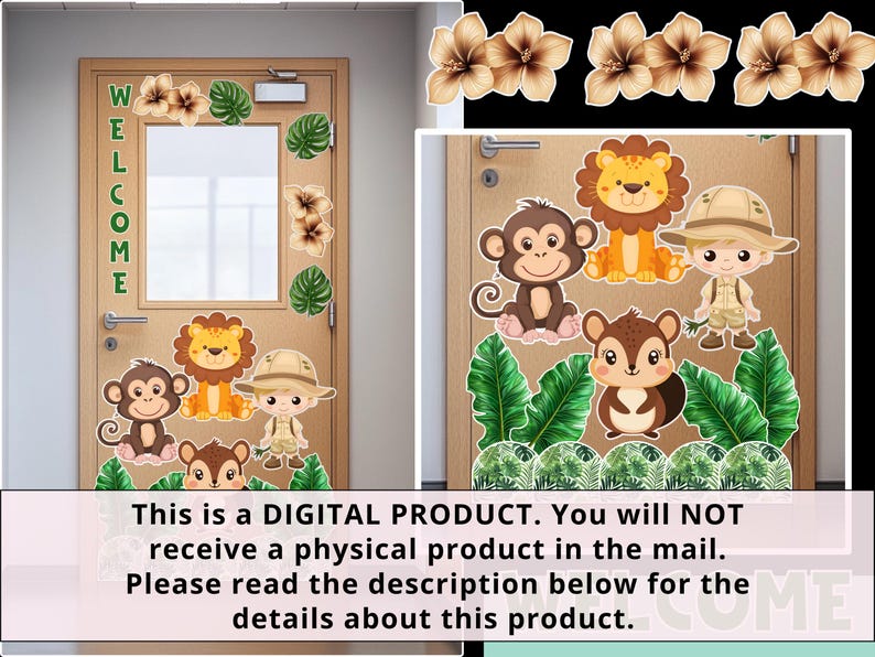 Jungle Safari Theme Welcome Classroom Door Sign Classroom Door Display ...