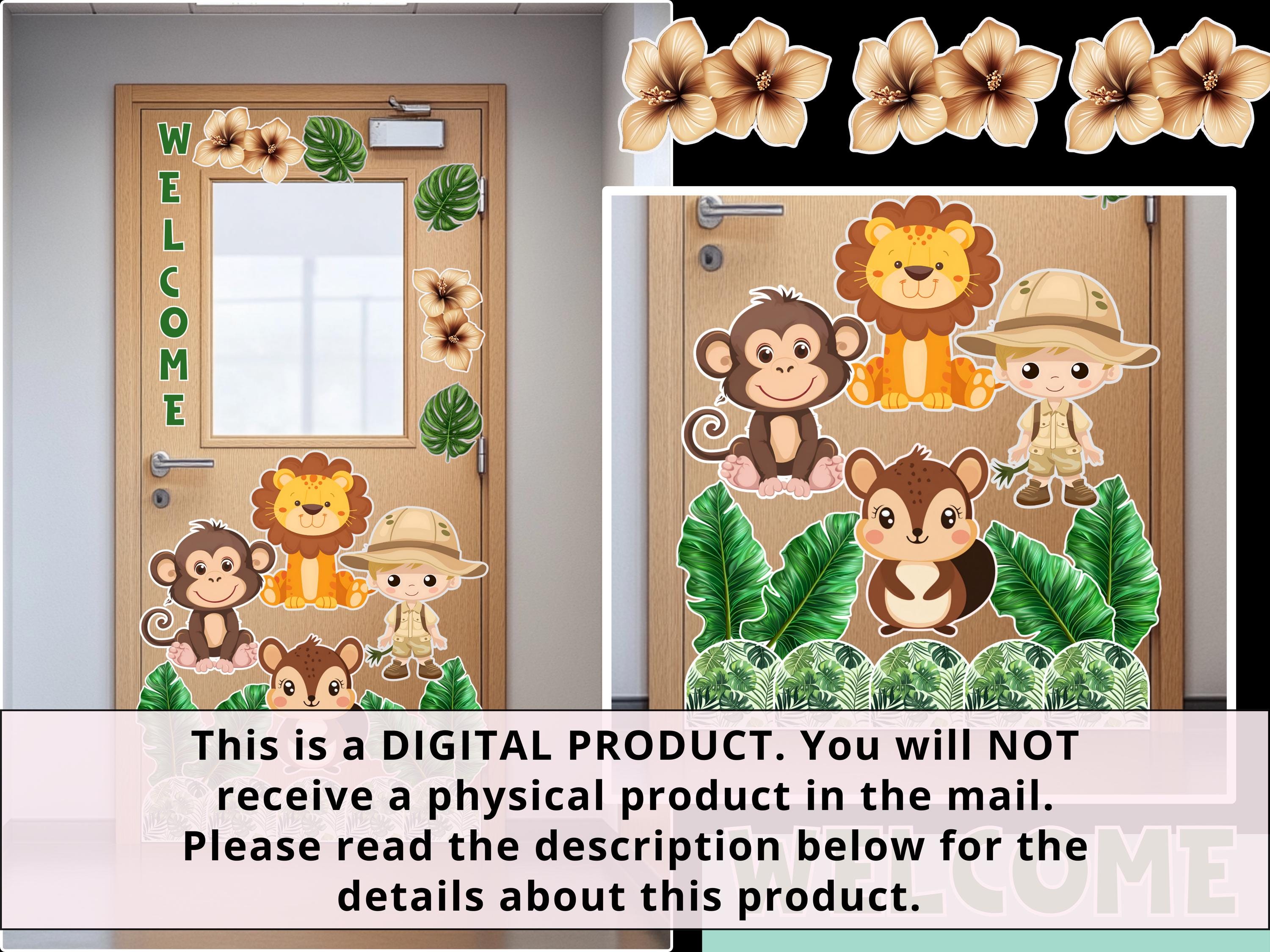 Jungle Safari Theme Welcome Classroom Door Sign Classroom Door Display ...