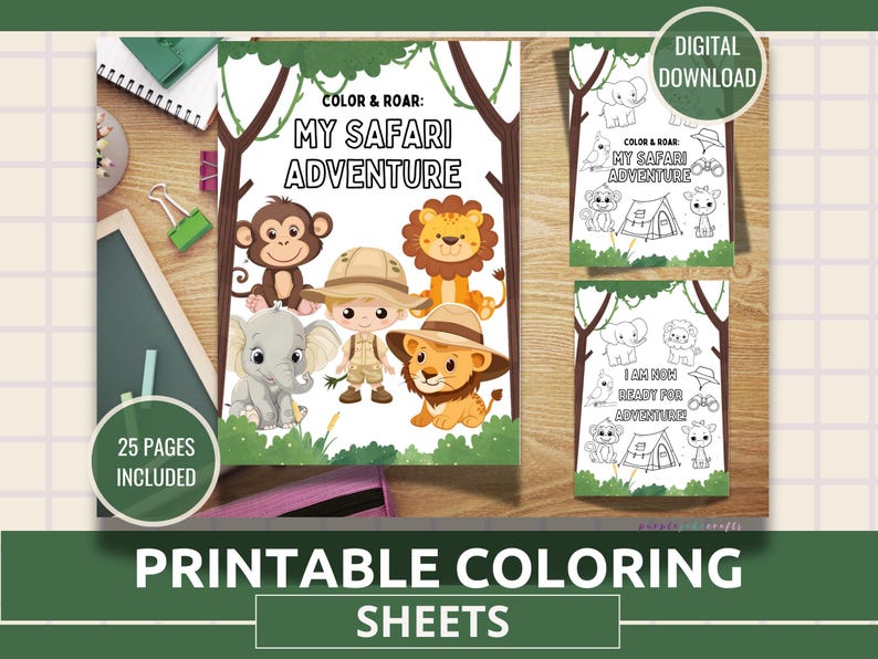 Safari Toddler Busy Book Printable Coloring Pages for Kids Educational ...