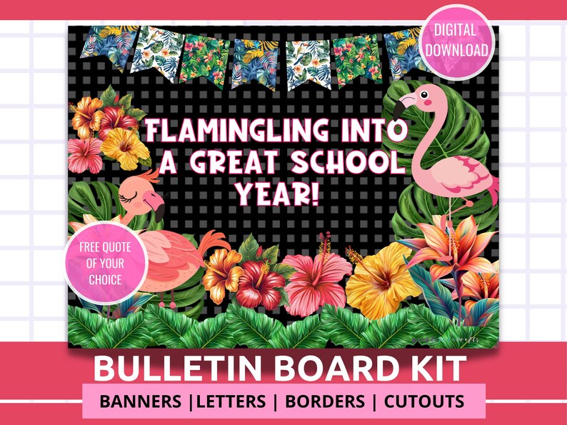 Classroom Bulletin Flamingo Theme Back to School Bulletin Board Kit ...