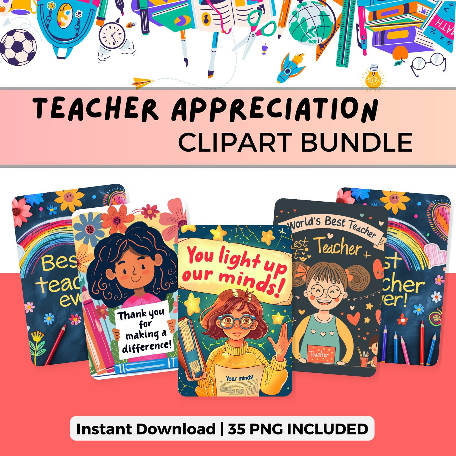 Teacher Appreciation Clipart Bundle Back to School Clipart for Teacher ...