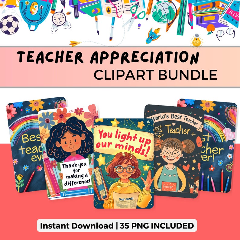 Teacher Appreciation Clipart Bundle Back to School Clipart for Teacher ...