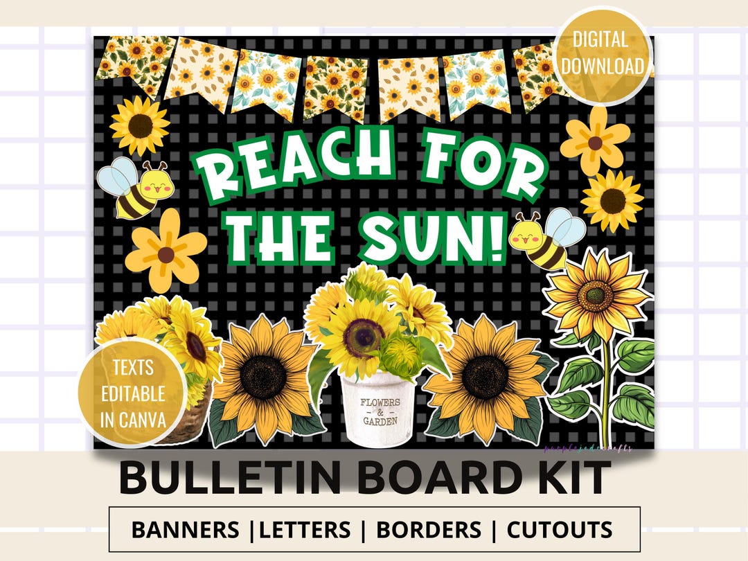 Sunflower Themed Bulletin Board Kit Classroom Bulletin Board Decor Set ...