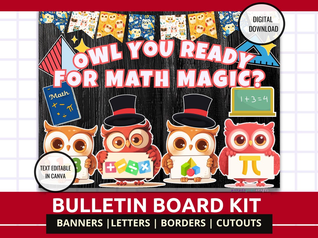Printable Math Bulletin Board Kit for Classroom Math Magic – Owl-themed ...
