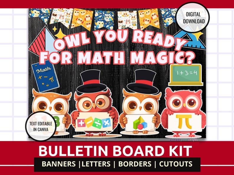 Printable Math Bulletin Board Kit for Classroom Math Magic – Owl-themed ...