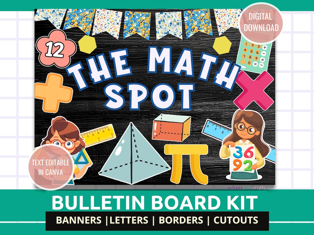 Printable Math Bulletin Board Kit for Classroom Math Spot Decor for ...