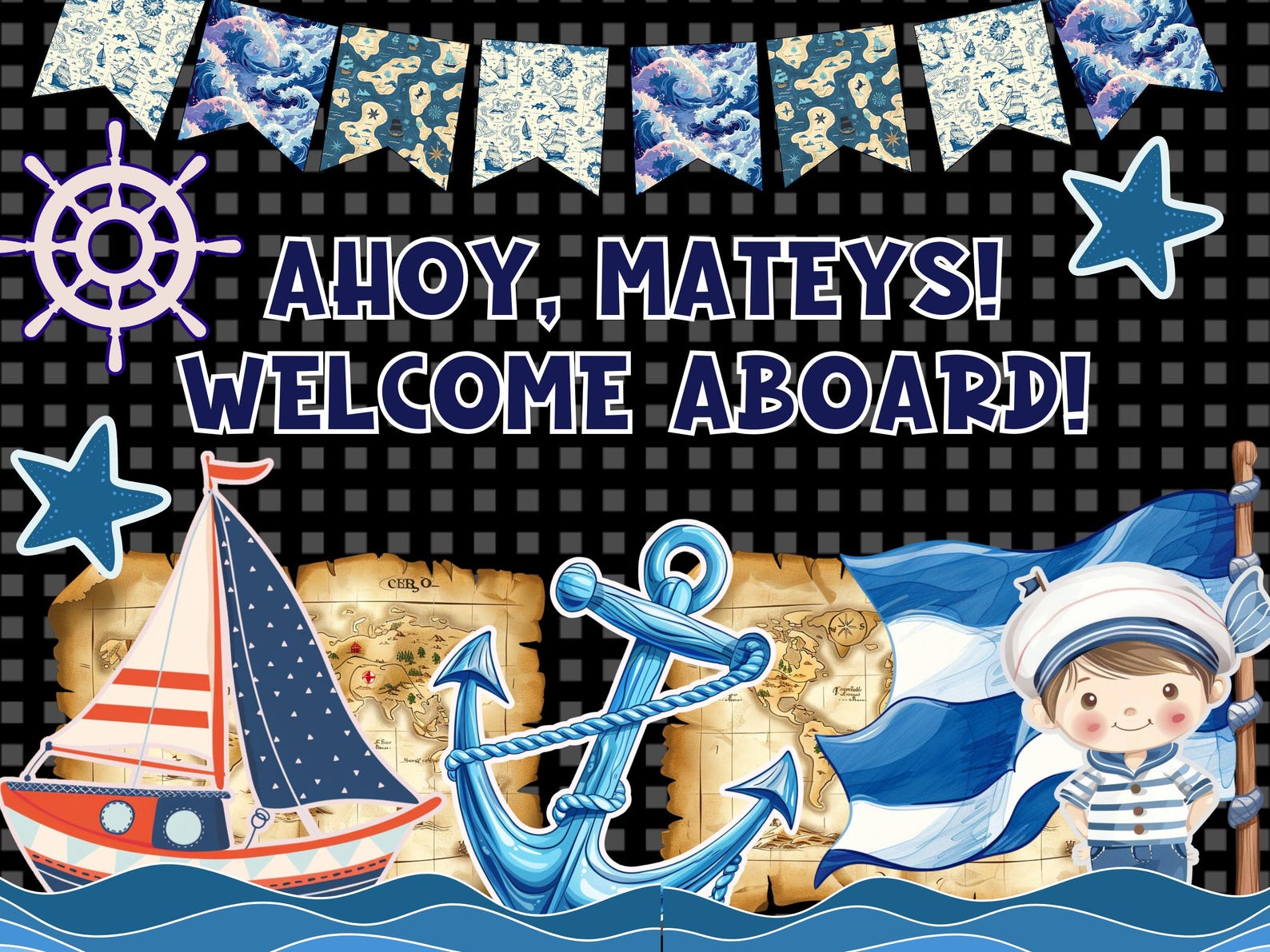 Classroom Bulletin Board Back to School Decor Nautical Theme Welcome ...