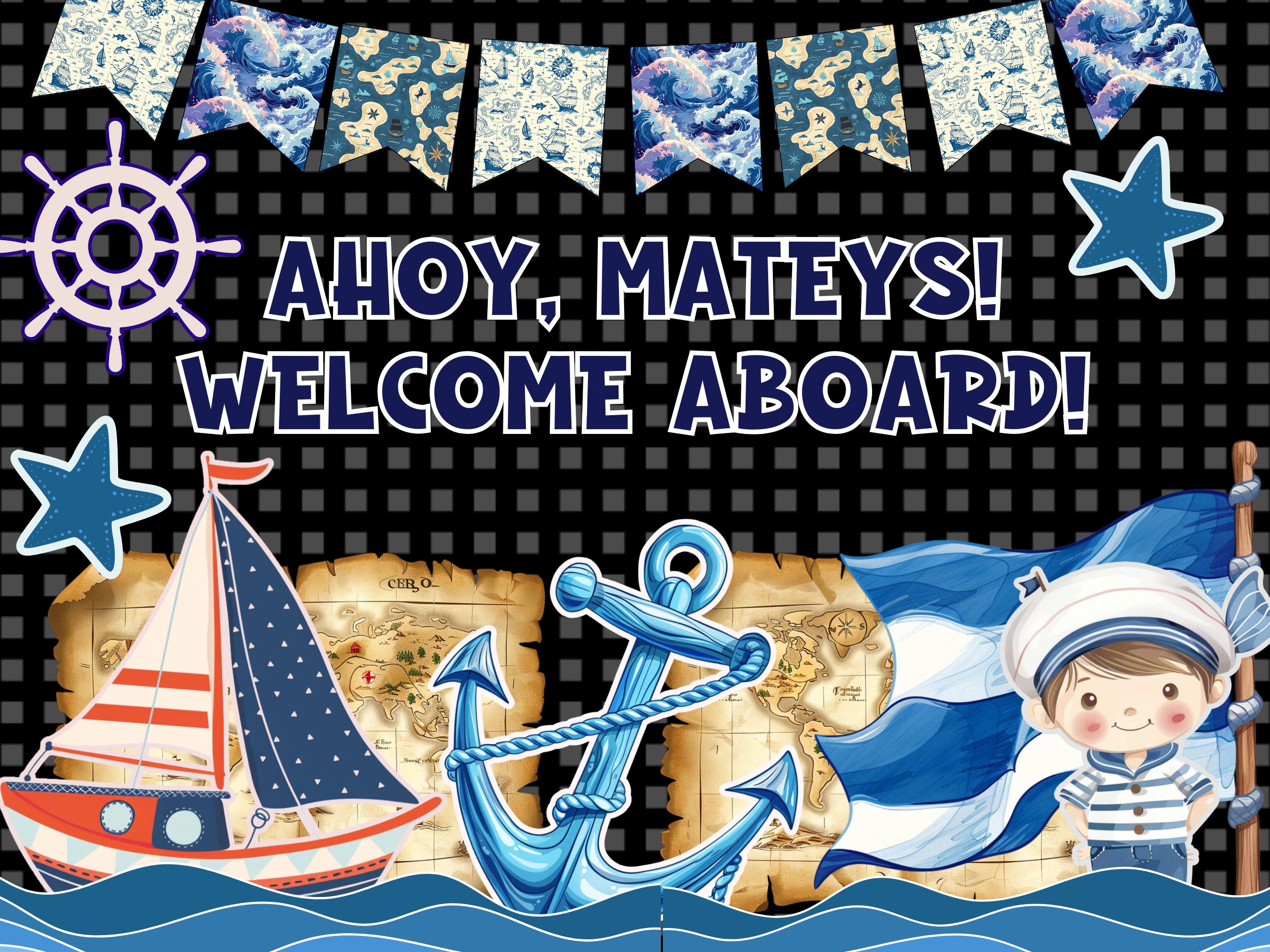 Classroom Bulletin Board Back to School Decor Nautical Theme Welcome ...