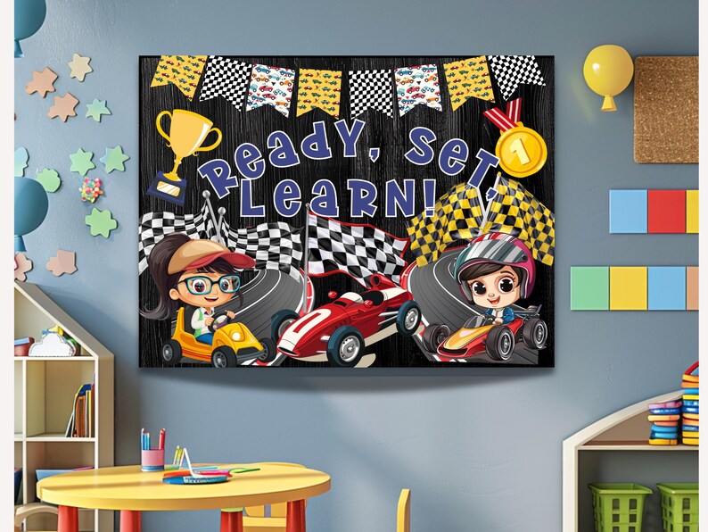 Race Car Theme Bulletin Board Kit Elementary Preschool Back to School ...