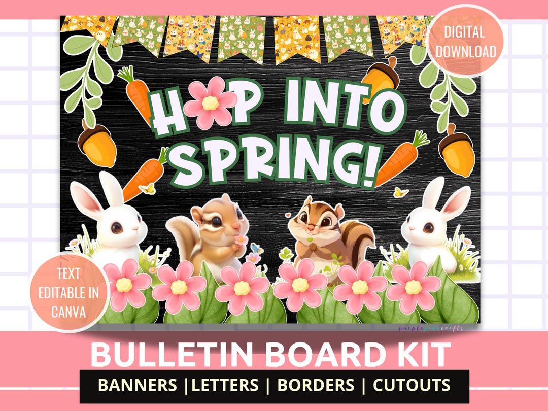 Spring Bulletin Board Kit With Bunny Theme Seasonal Classroom Decor ...