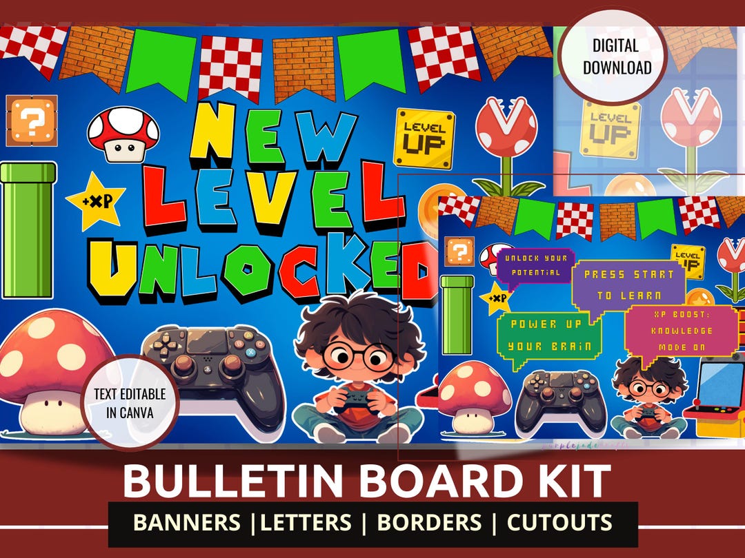 Back to School Bulletin Board Gamer Theme Classroom Printable Video ...